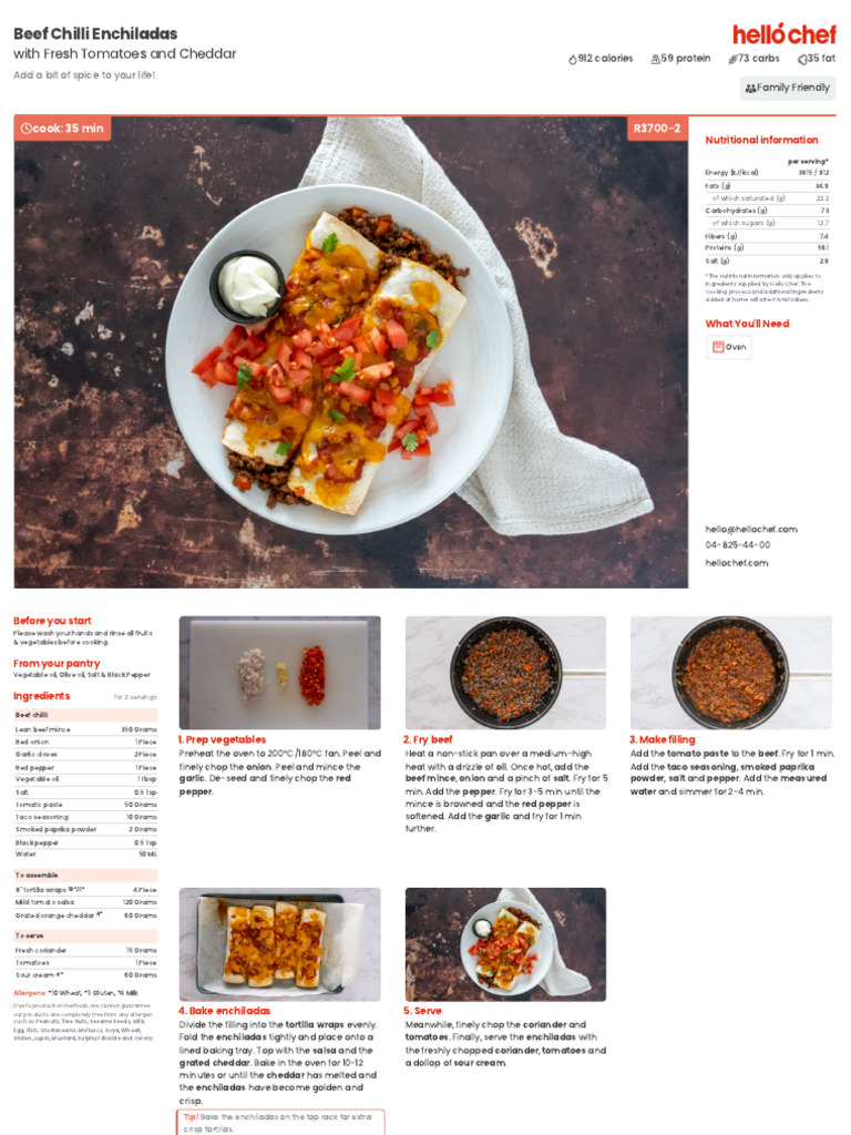 Beef Chilli Enchiladas With Tomato Salsa and Cheddar | PDF | Cooking ...