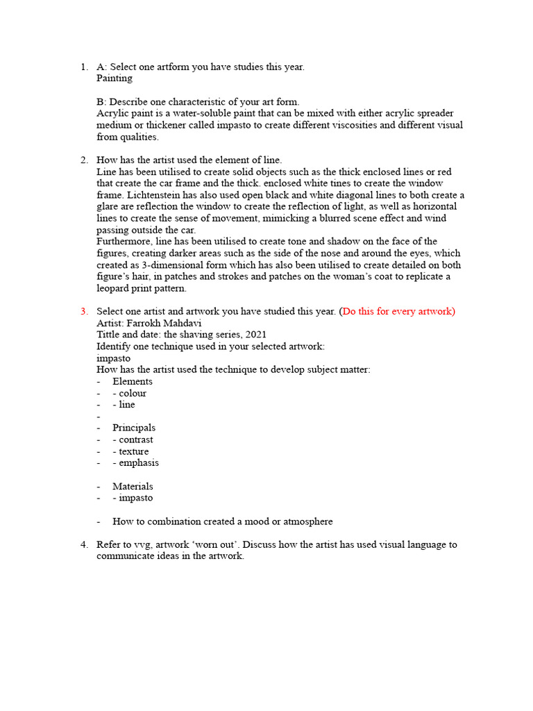 Ame Exam Practice | PDF | Art