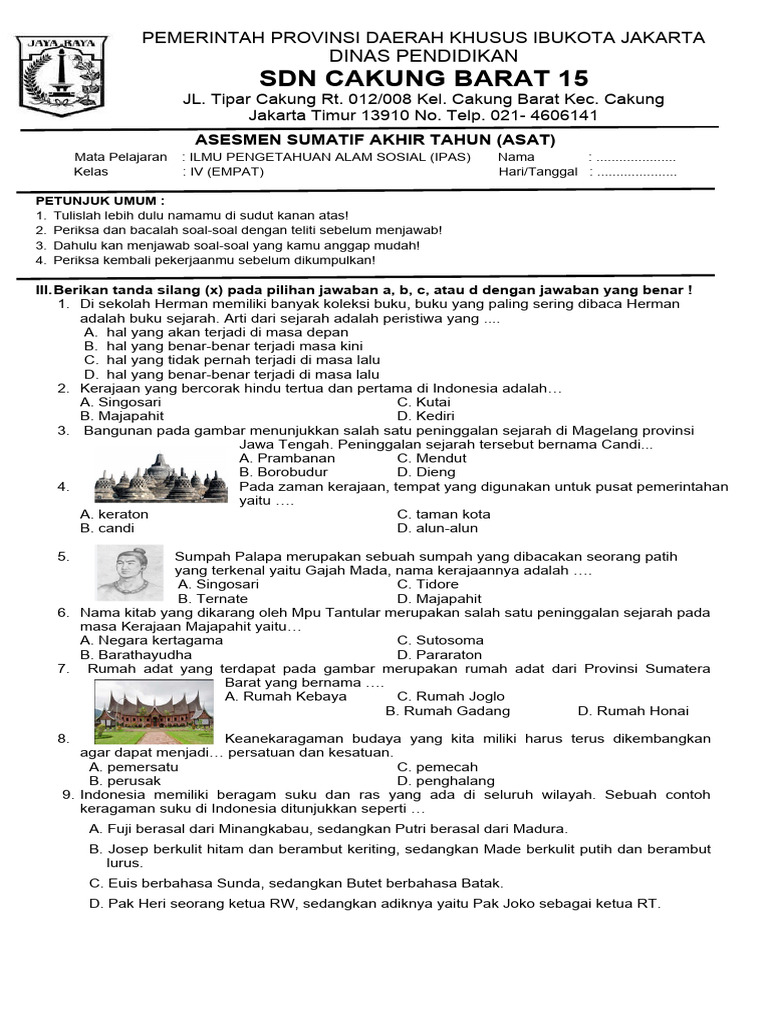 Soal Asat KLS 4 | PDF | Perjalanan