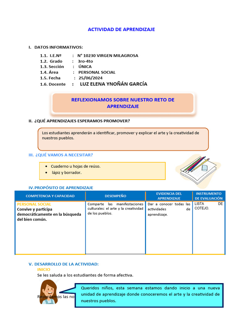 Reto de Aprendizaje, Sesion | PDF | Aprendizaje | Evaluación
