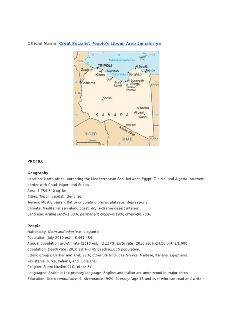 Official Name:: Great Socialist People's Libyan Arab Jamahiriya | PDF ...