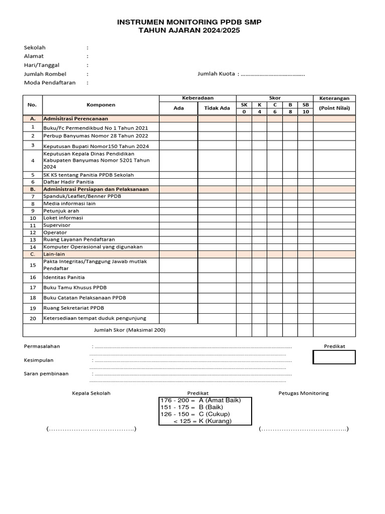 Instrumen Monev PPDB 2425 | PDF