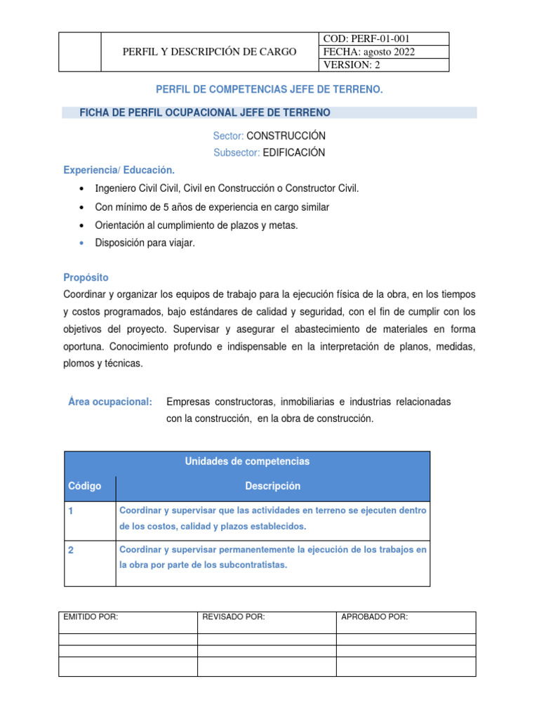 Perfil - Jefe - de - Terreno 22222 | PDF