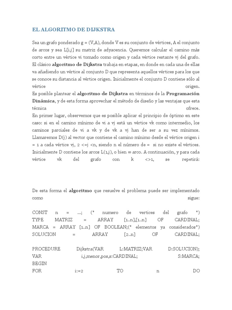 El Algoritmo de Dijkstra | PDF | Vértice (teoría de grafos) | Algoritmos