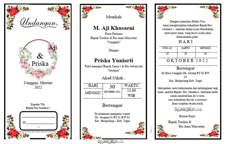 Contoh Undangan Pernikahan F4 | PDF