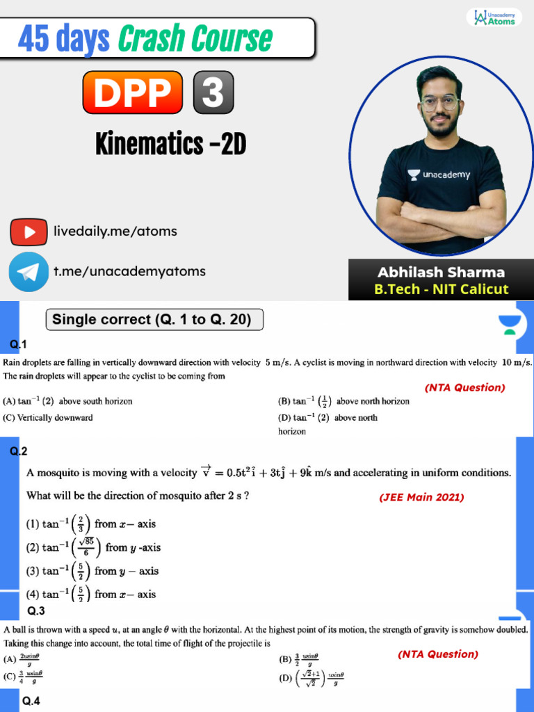 DPP3 - Kinematics 2D | PDF