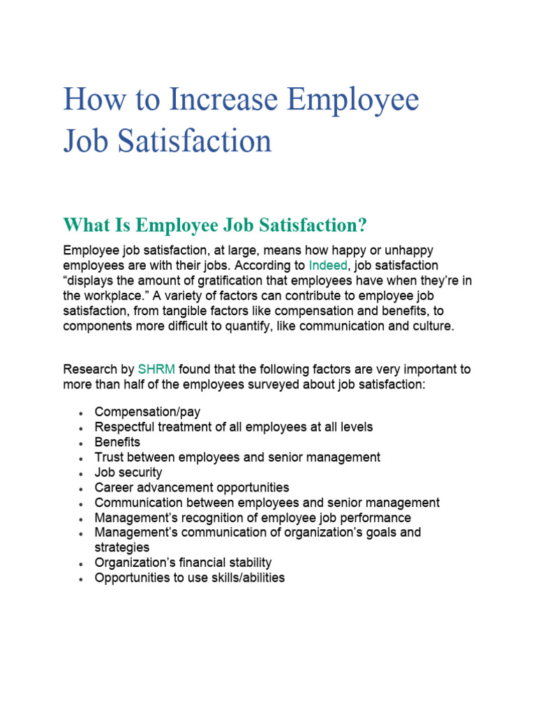 Employee Job Satisfaction | PDF | Job Satisfaction | Employment