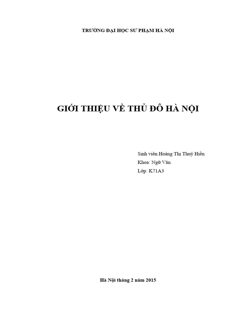 Gioi Thieu Ve Ha Noi | PDF