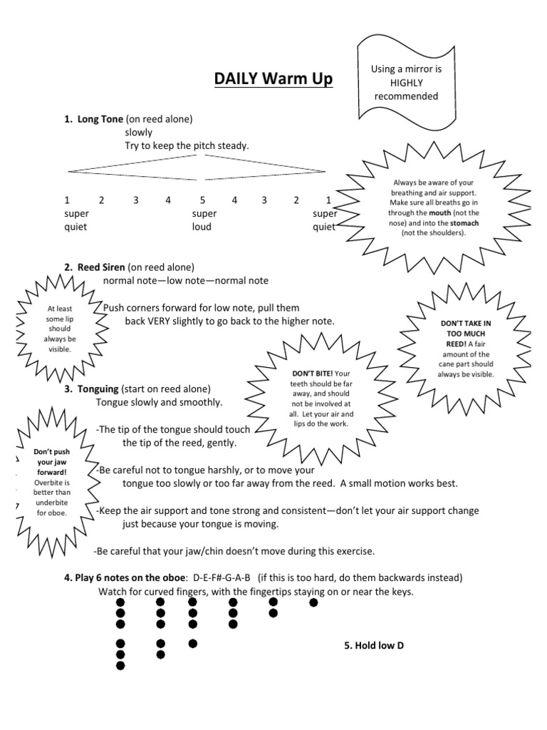 DAILY Warm Up For Beginning Oboe Students | PDF