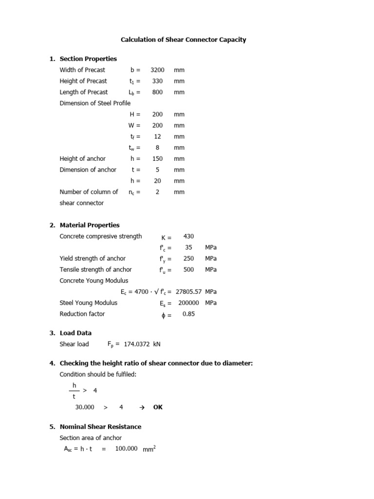 Shear Connector of Plank Fender Calculation | PDF | Strength Of ...