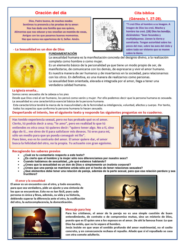 Ficha Sexualidad Don De Dios Pdf Amor La Sexualidad Humana