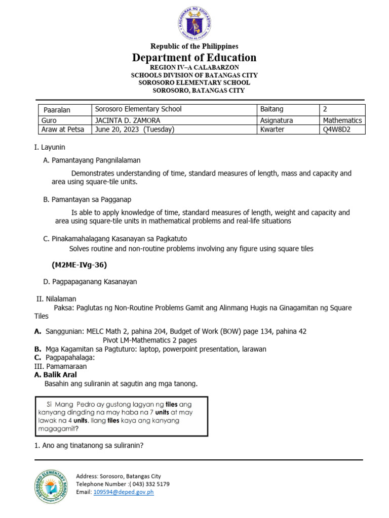 Math2 DLP Q4 W8 D2 Tuesday | PDF
