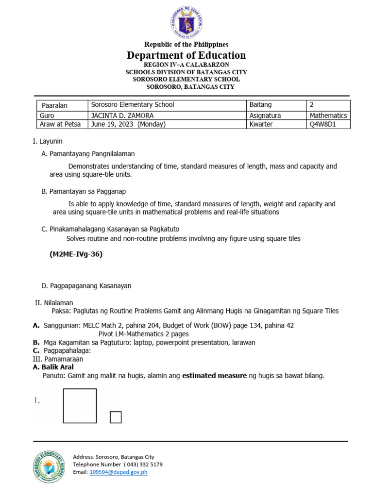 Math2 DLP Q4 W8 D1 Monday | PDF