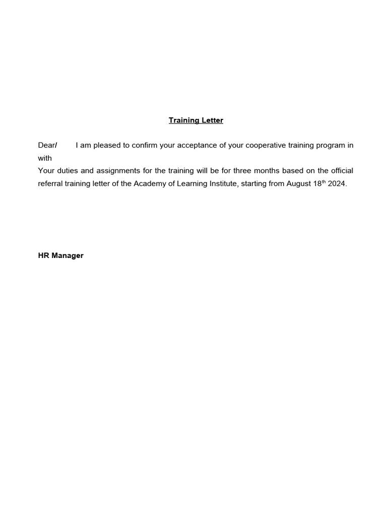 Cooperative Training Program Confirmation | PDF