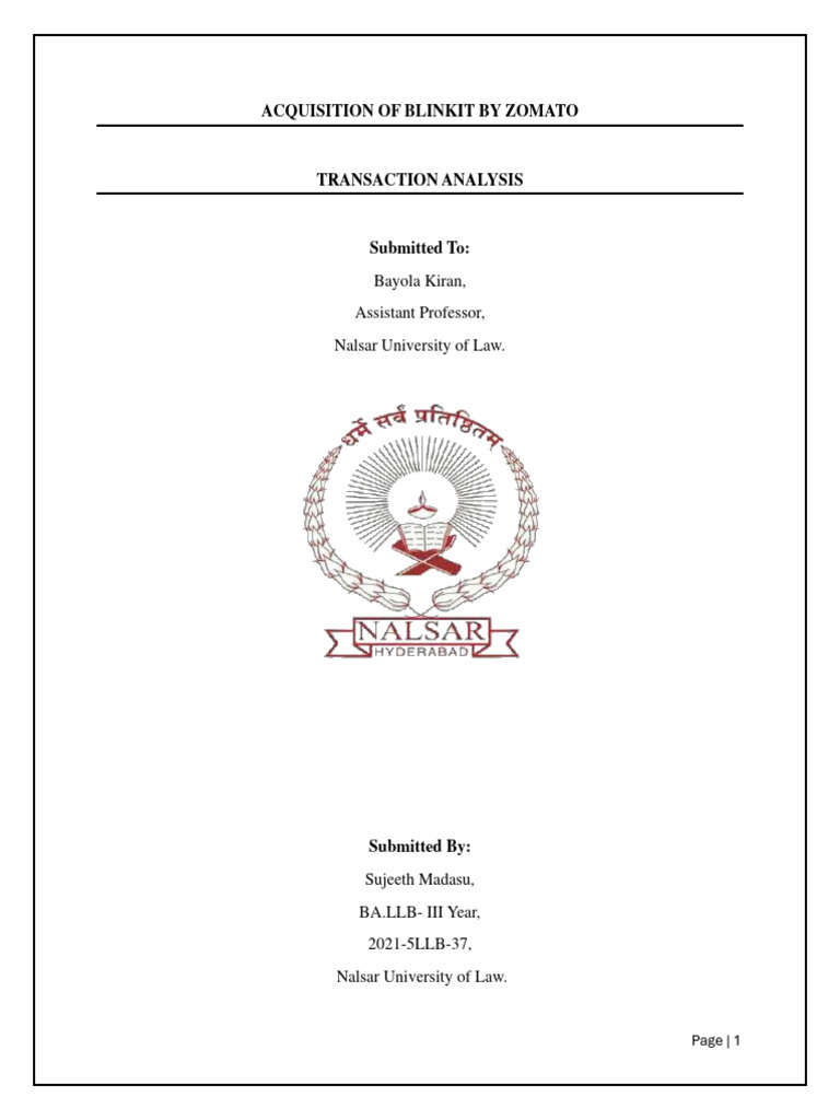 Zomato's Acquisition of Blinkit Explained | PDF | Mergers And ...