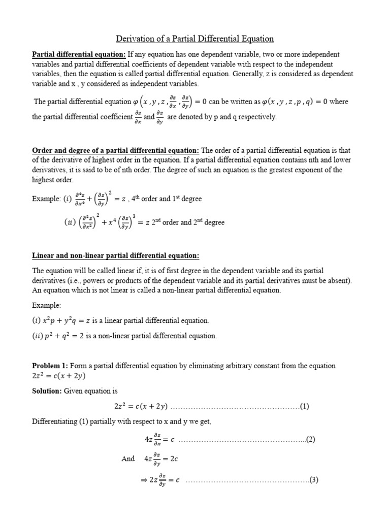 Derivation of A Partial D.E | PDF | Equations | Nonlinear System