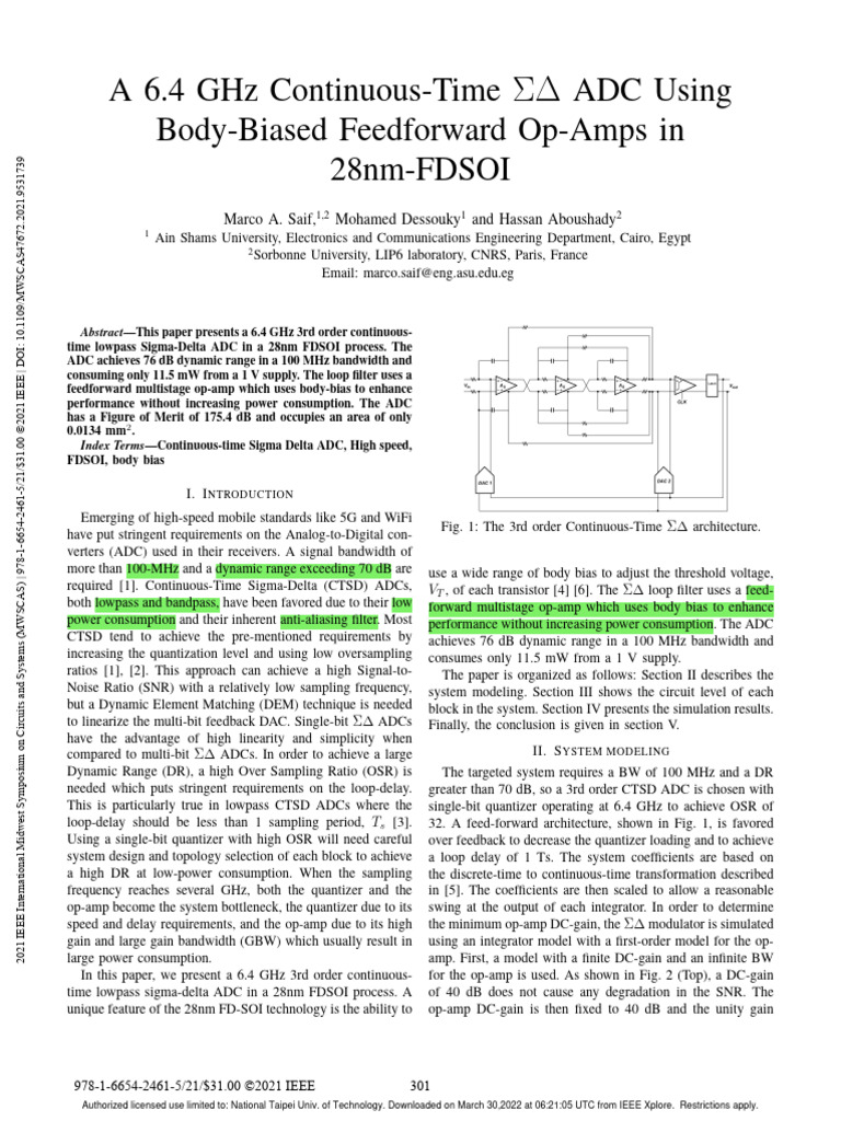 (Latch Jitter) A - 6.4 - GHZ - Continuous-Time - ADC - Using - Body-Biased - Feedforward - Op ...