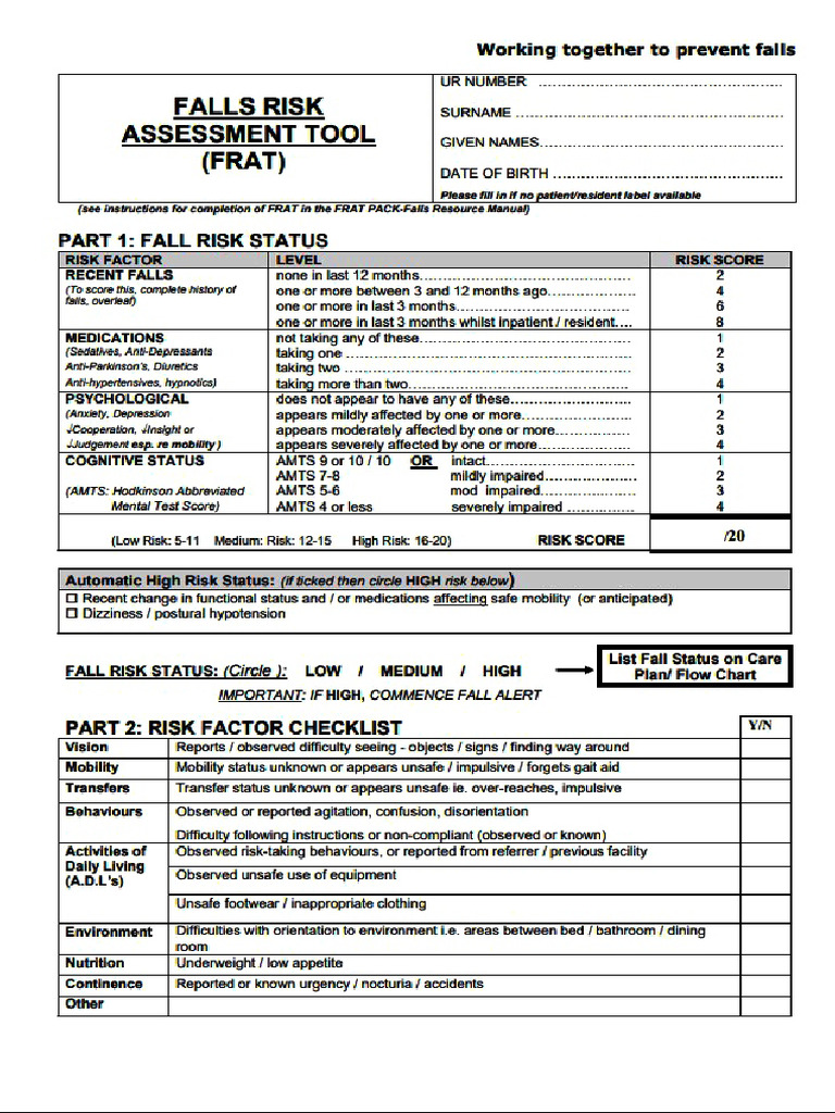 Fall Risk Assessment | PDF