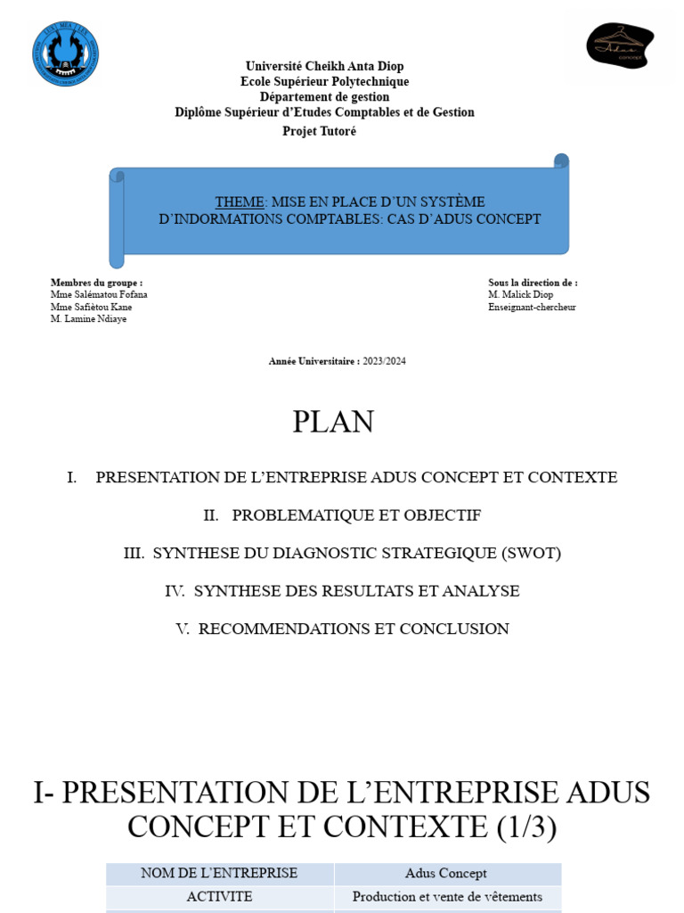 Presentation Soutenance | PDF | Business | Comptabilité
