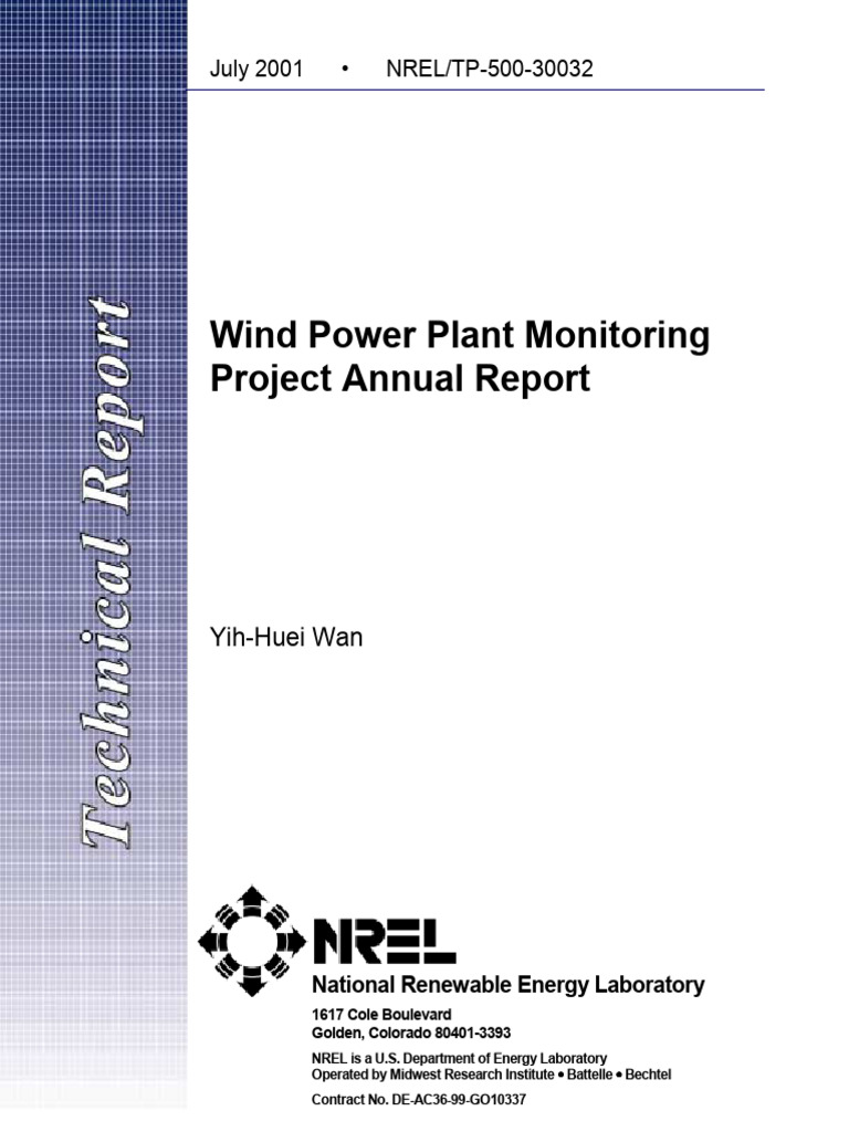 Wind Power Plant Monitoring Project Annual Report: July 2001 - NREL/TP ...