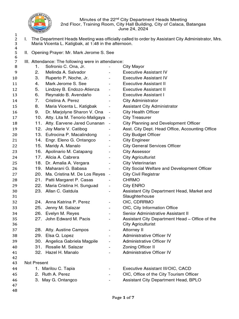 22nd Department Heads Meeting - 06.24.2024 | PDF | Public–Private ...