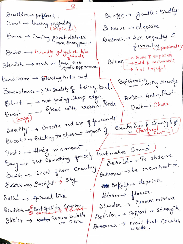 Letter B Vocab SSC Exam | PDF