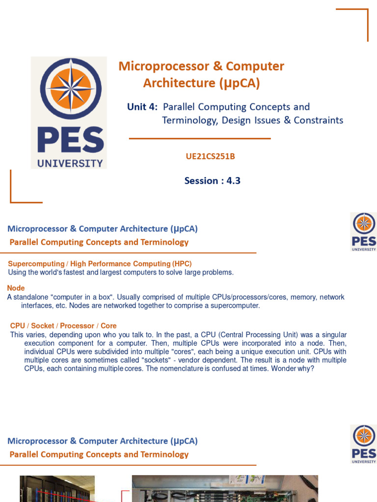 Unit4 Session3 Parallel Computing Concepts Terminology Design Issues Pdf Parallel Computing
