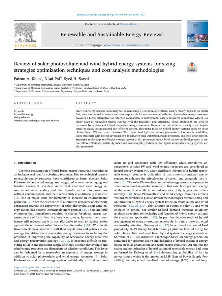 Hybrid Solar-Wind Energy System Review | PDF | Photovoltaics | Solar Power