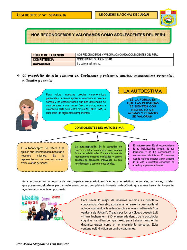 DPCC Semana 16. Identidad Personal y Cultural | PDF | Autoestima ...