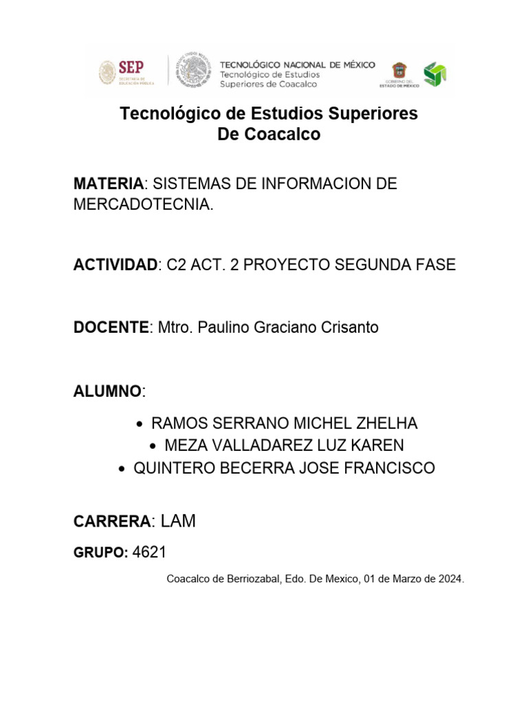 C2 Act. 2 Proyecto Segunda Fase | PDF | Servicio de redes sociales ...