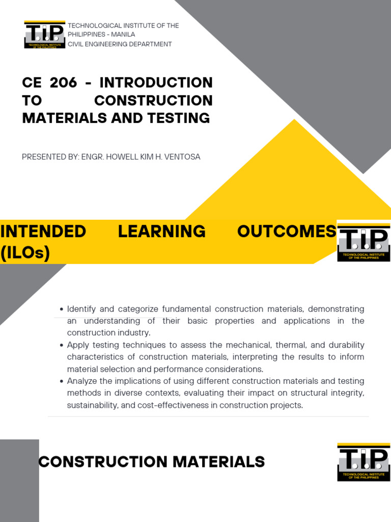 CE 206 - Introduction To Construction Materials and Testing | PDF ...