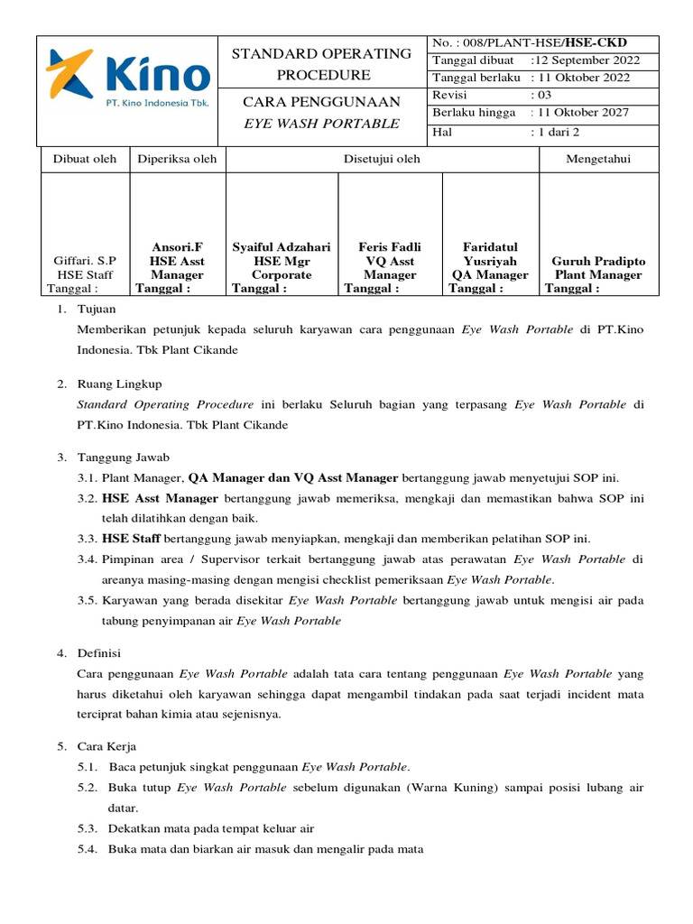 008.cara Penggunaan Eye Wash Rev 03 | PDF