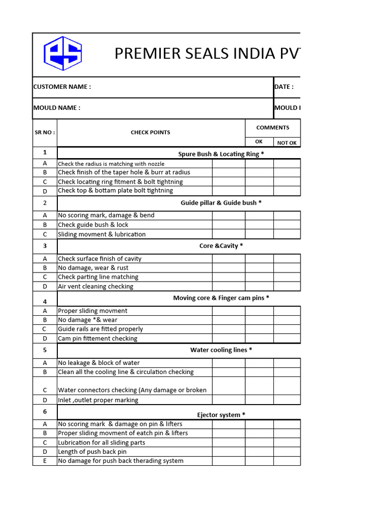 PSIPL-TM-04 Tool PM Check Sheet | PDF | Mechanical Engineering ...