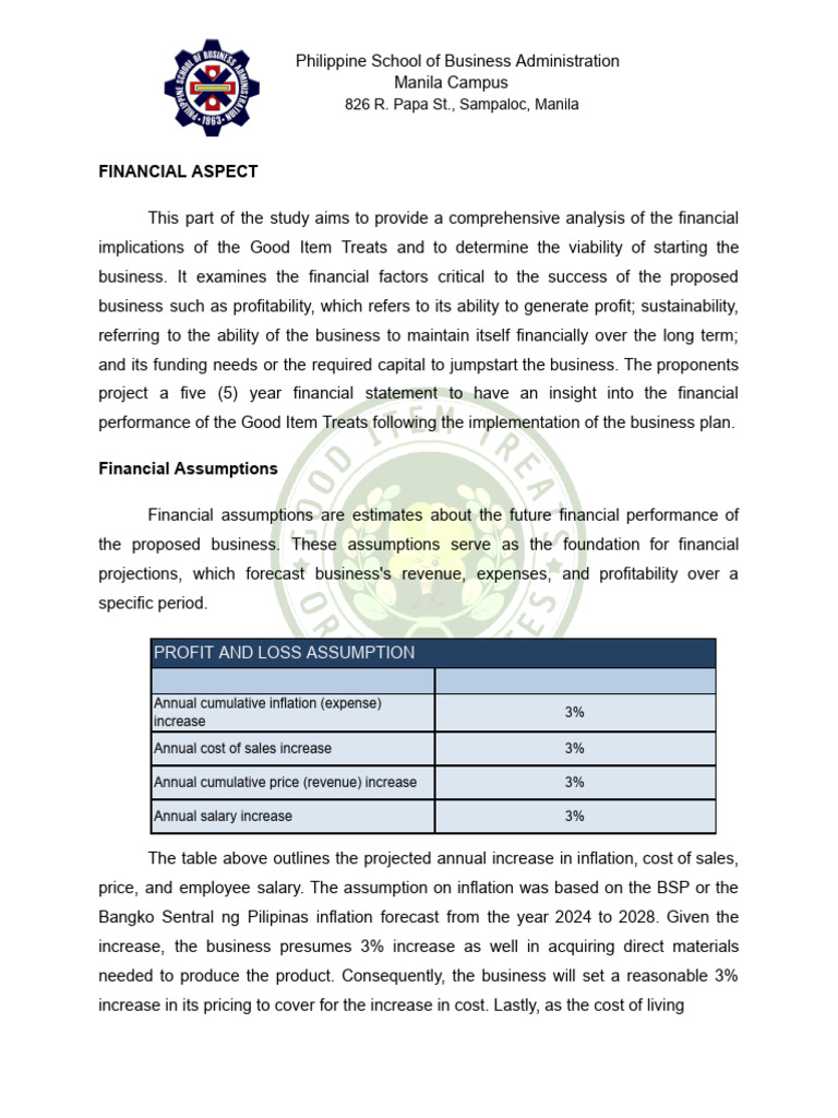 Financial Analysis for Good Item Treats | PDF | Cost Of Living ...