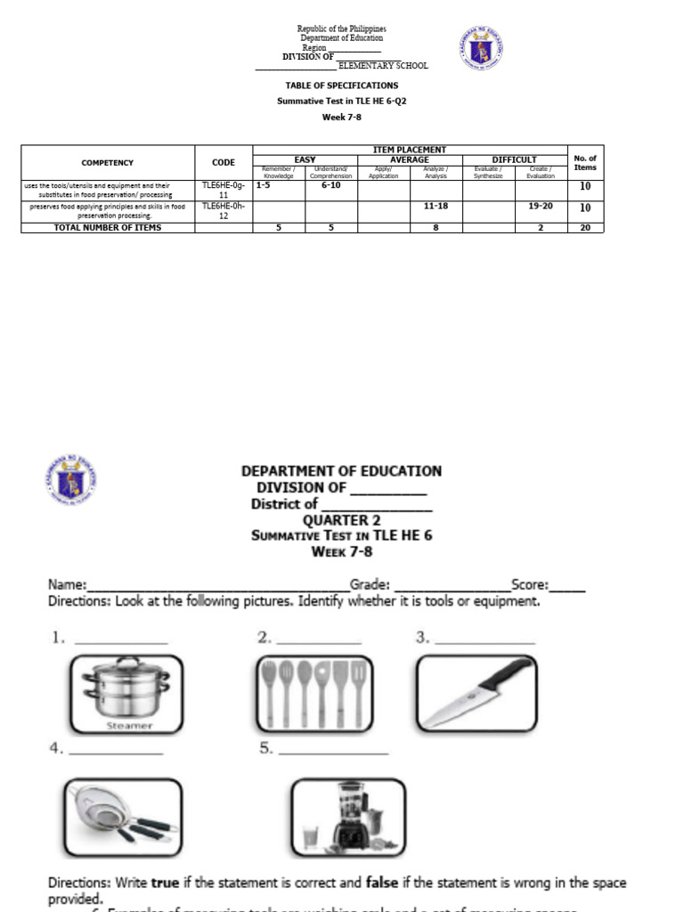 ST4 - Tle He 6 - Q2 | PDF | Food Preservation | Pressure Cooking