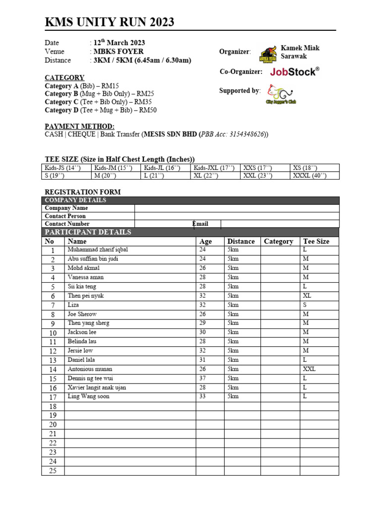 KMS Unity Run 2023 - Corporate Form | PDF