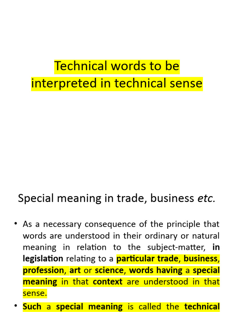 Technical Words in Technical Sense | PDF | Judgment (Law) | Public Law