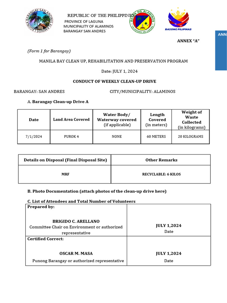 New Clean-Up Form 2024 | PDF | Environment | Human Impact On The ...