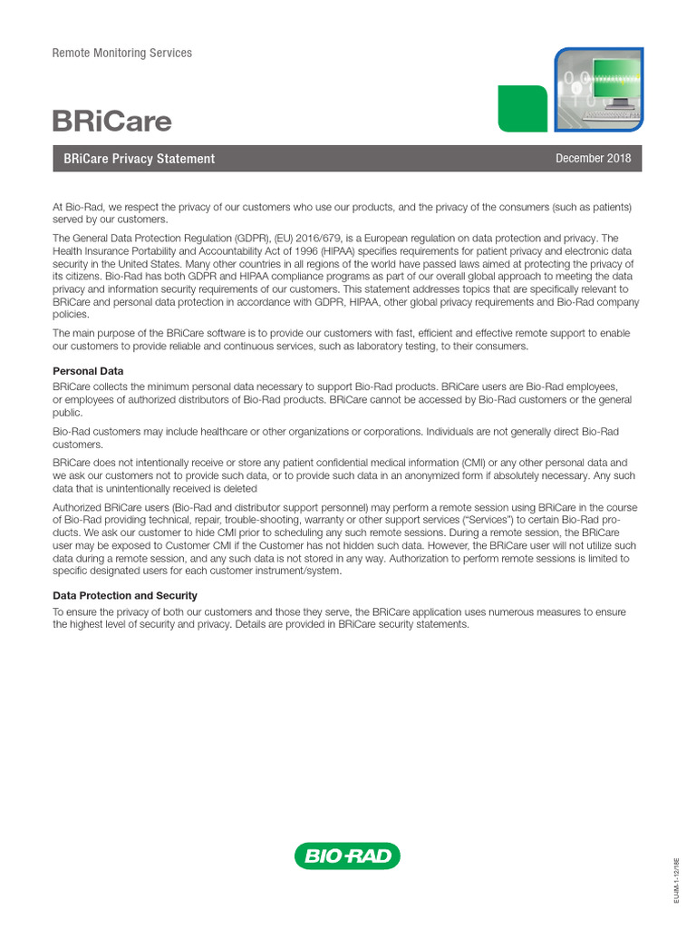 BRiCare Privacy Statement | PDF | Privacy | Information Privacy