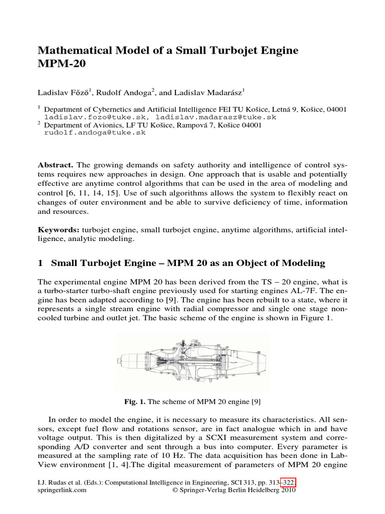 2010 - Mathematical Model of A Small Turbojet Engine | PDF | Engines ...