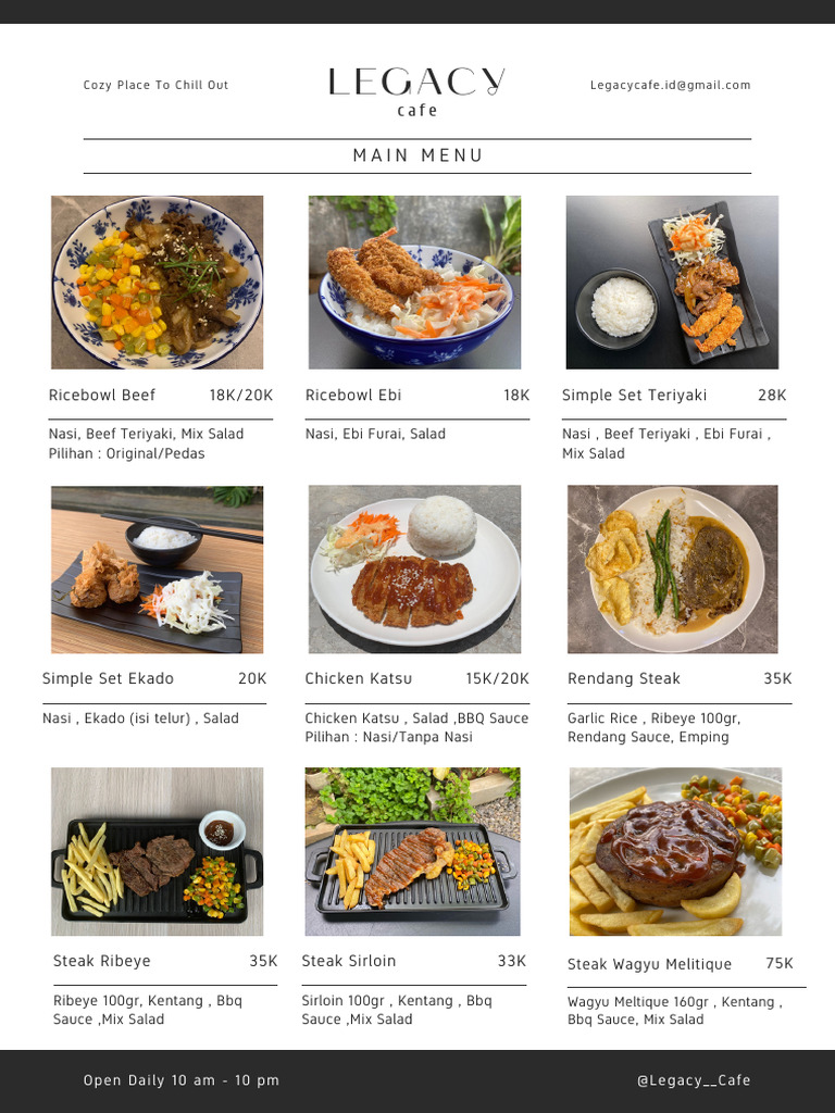 Menu Legacy Cafe. | Download Free PDF | Salad | Asian Cuisine