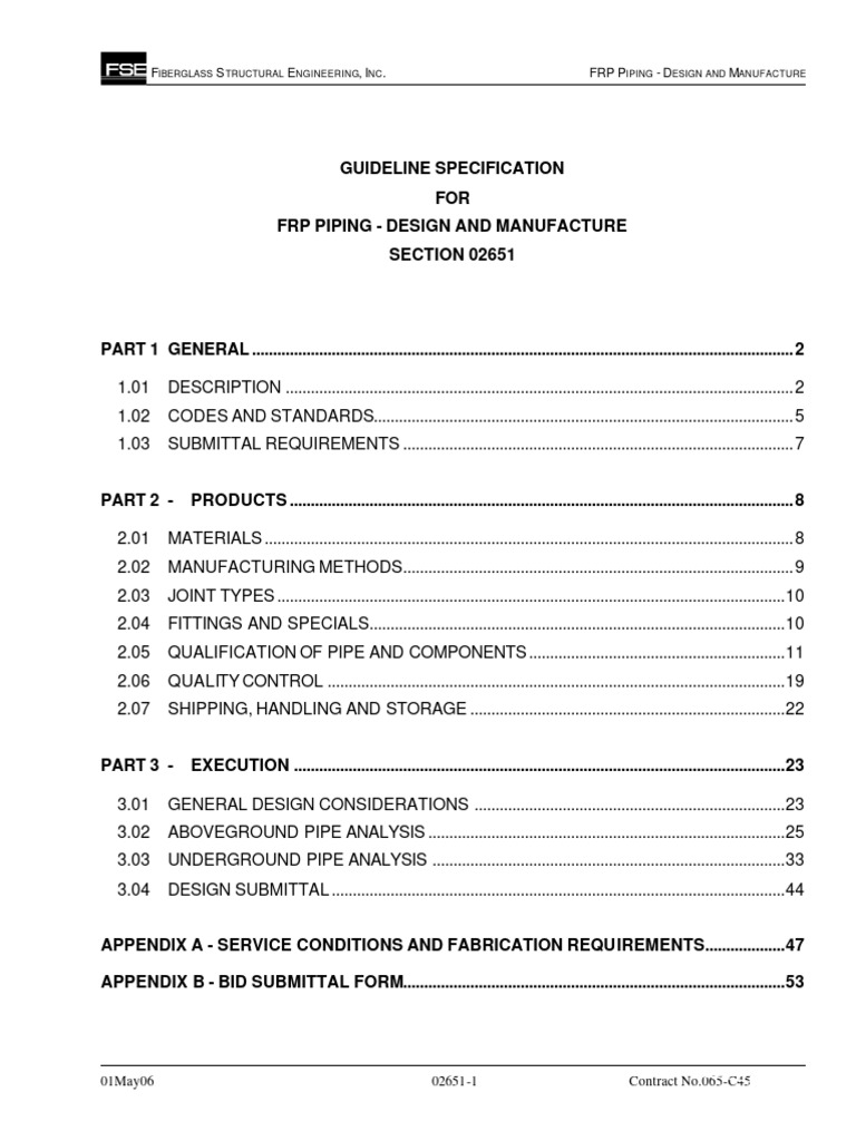 FRP Piping Design and Selection Guide | PDF | Fiberglass | Pipe (Fluid ...