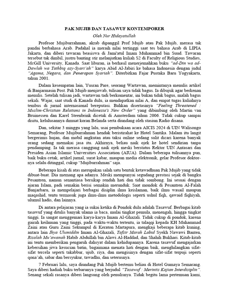 Prof Mujib: Tasawuf dan Ketawadhuan | PDF | Agama & Spiritualitas