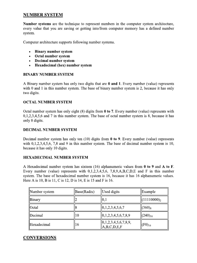 Number Sysem PDF | PDF