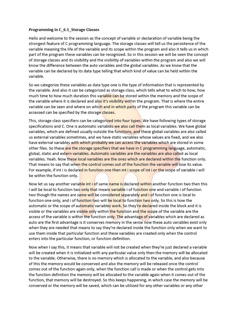 Dca1102 Programming In C De Unit 6 Pdf Scope Computer Science Variable Computer Science 