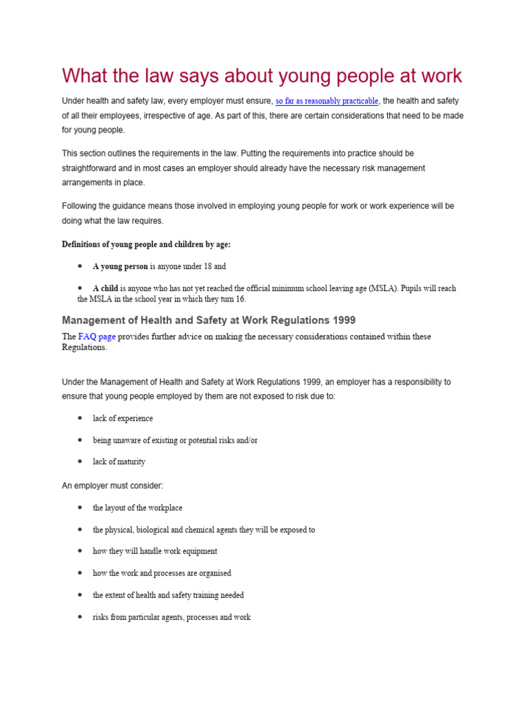 Young People at Work | PDF | Occupational Safety And Health | Risk