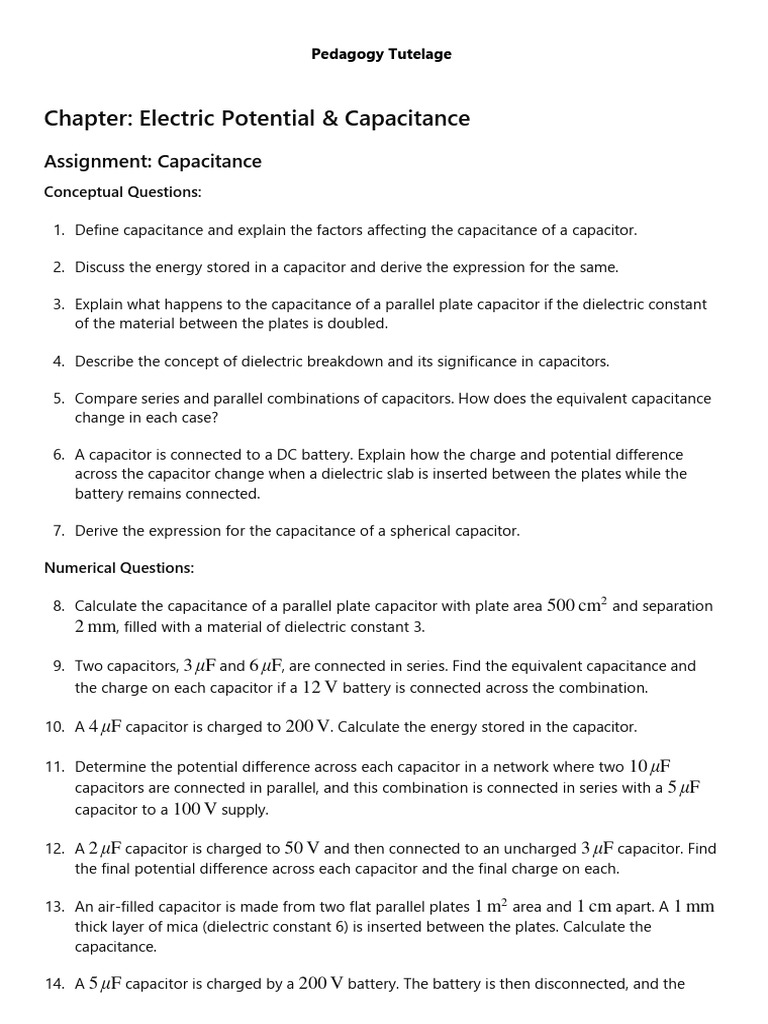 Capacitance Concepts & Calculations | PDF | Capacitor | Capacitance