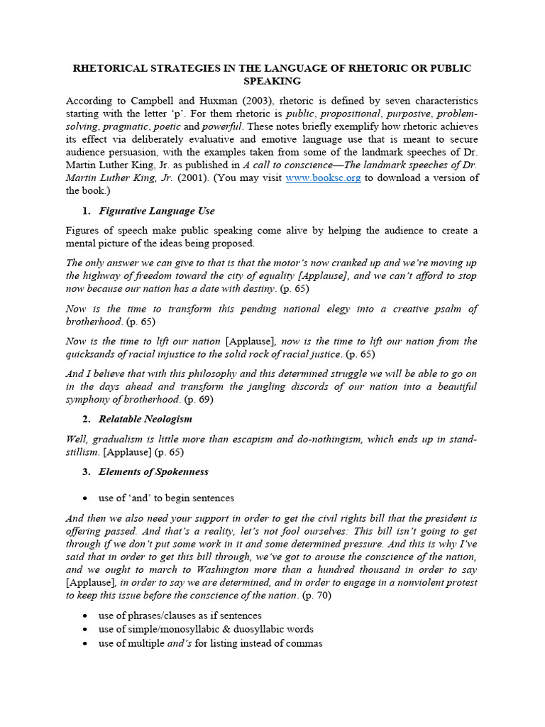 Eng304 Notes On Rhetorical Strategies | PDF | Rhetoric | Linguistics