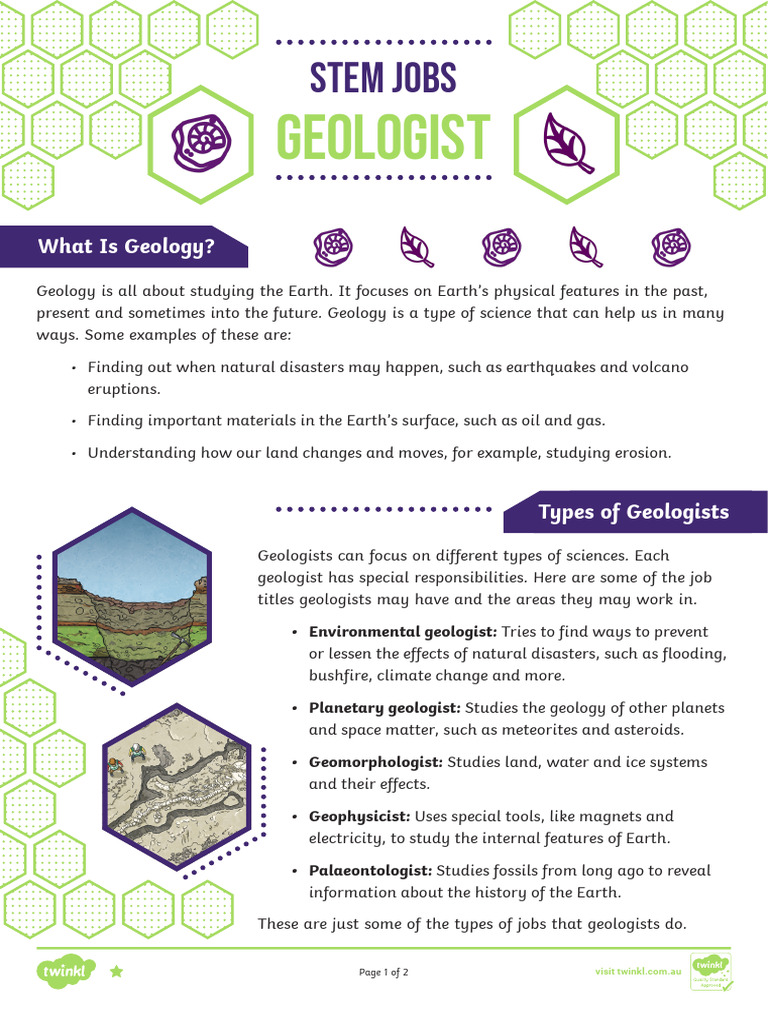 Au ST 1696329306 Stem Jobs Geologist Fact File - Ver - 1 | PDF ...