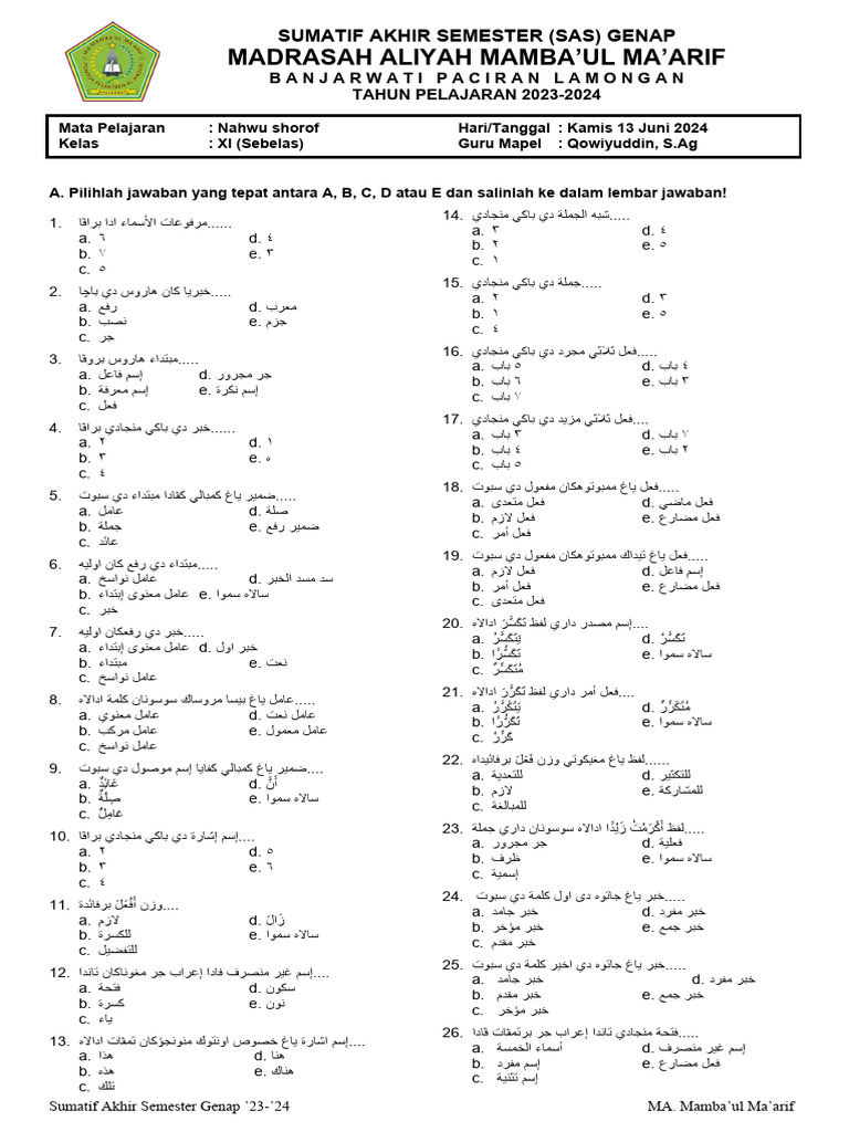 SAS NAHWU XI Fix | PDF